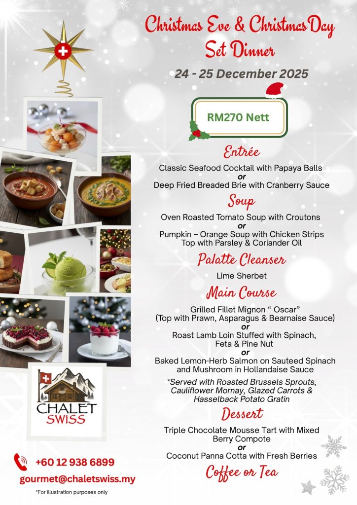 Christmas Eve & Christmas Day Set Dinner - CHALET SWISS